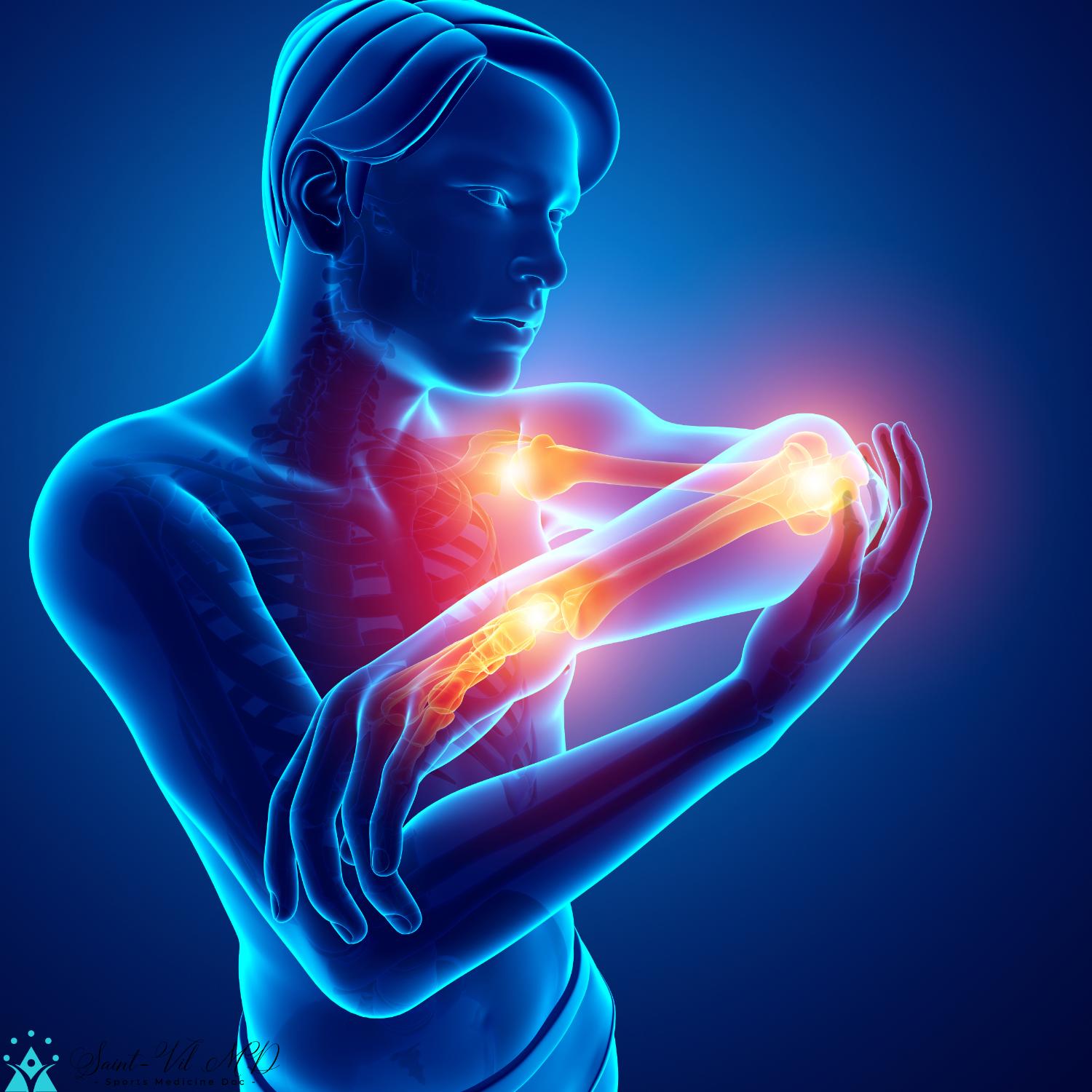3d Illustration of Men Feeling Arm joint pain - ExerciseNow